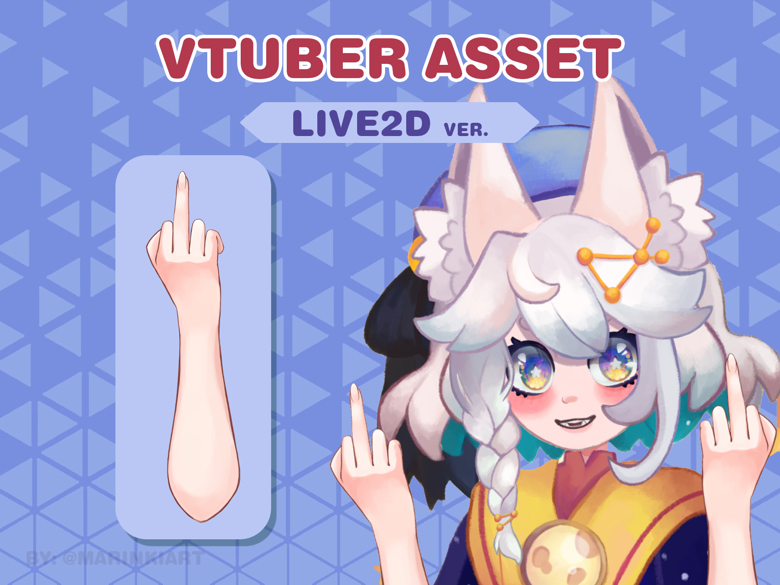 Post 1122: artist:marinki asset gesture gesture:middle_finger live2d tos:credit_required tos ...